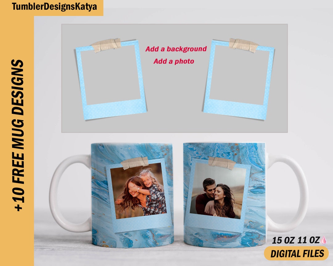 2 Photo Frame Clipart for Dad Blue Template for Mugs Png File for 15 Oz ...