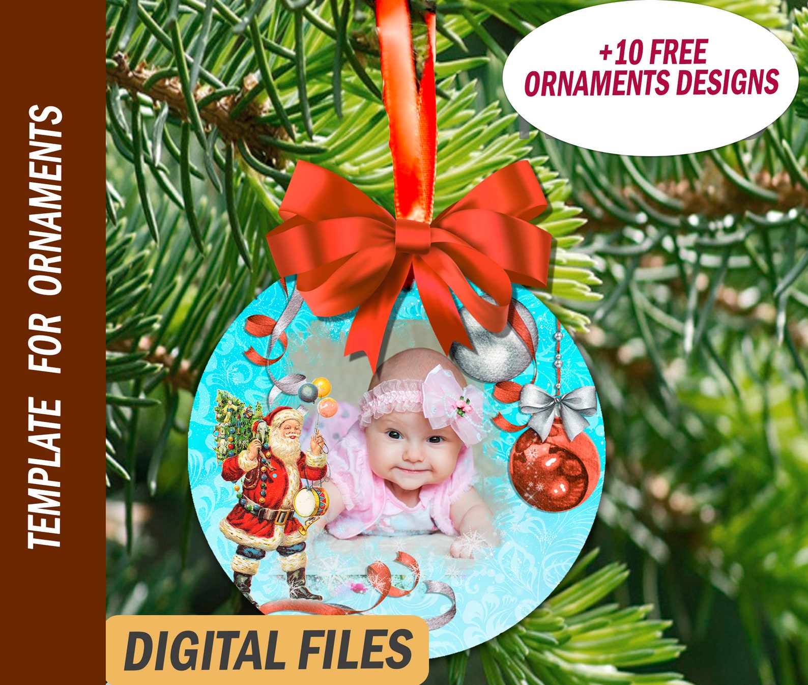 Ornament Png Bundle Christmas Photo Frame Template Ombre - Etsy