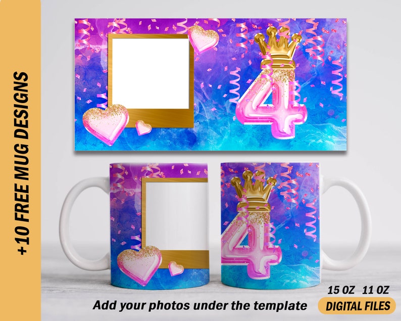 Picture Mug Sublimation Designs Image Mug With 1 Photo Frame 4 - Etsy