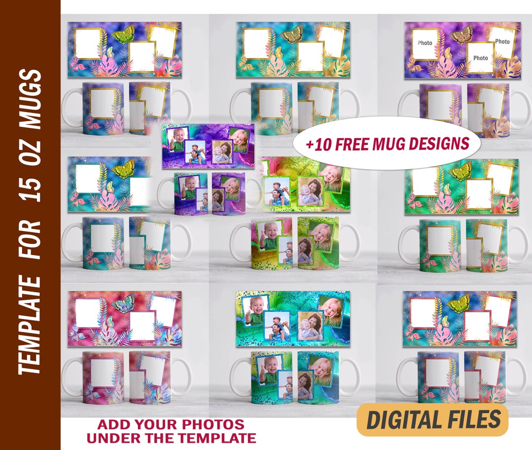 Mug Template With Photo Picture Bundle Sublimation Designs Coffee Cup ...