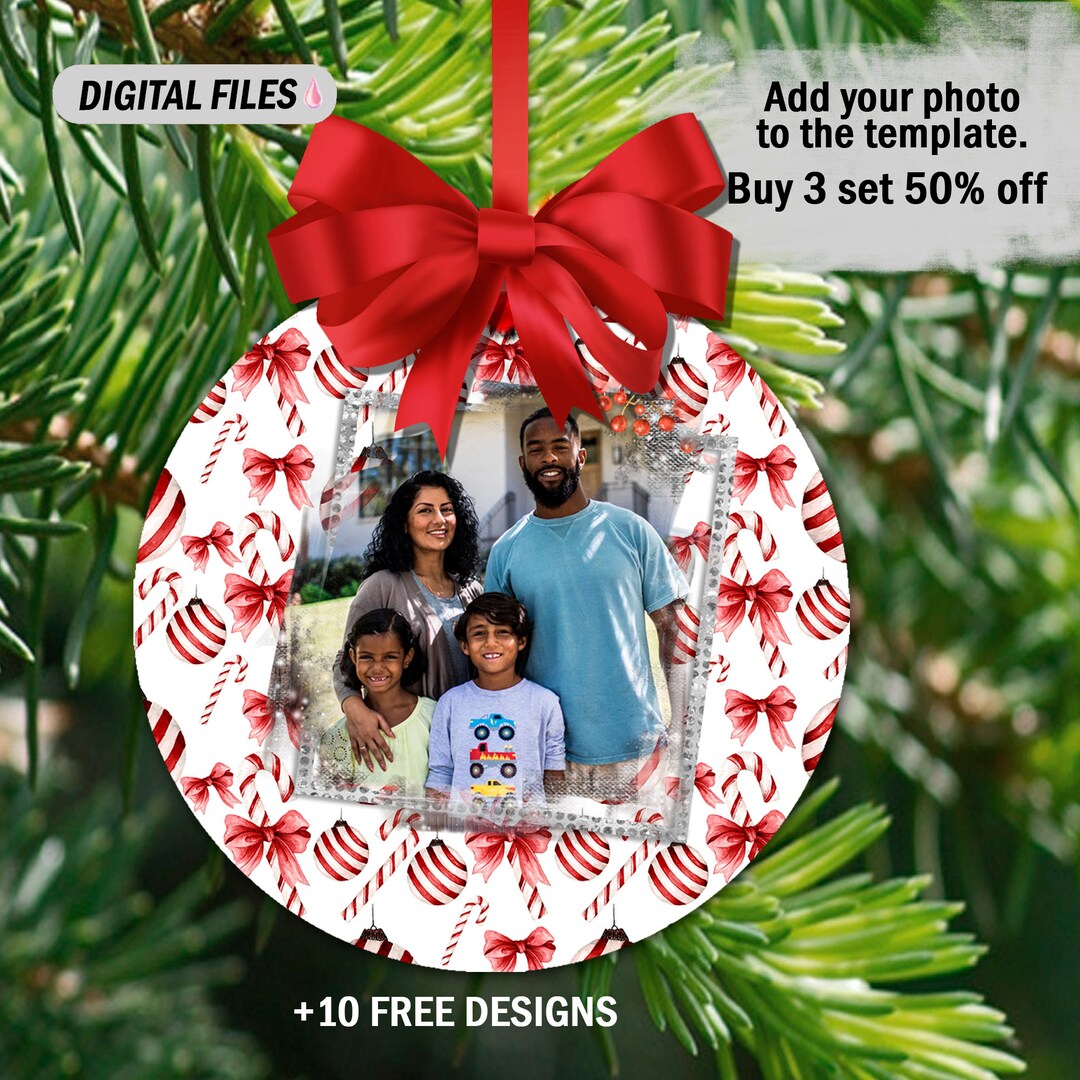 Christmas Ornament Picture Ornament Template for 1 Photo Photo Ornament ...