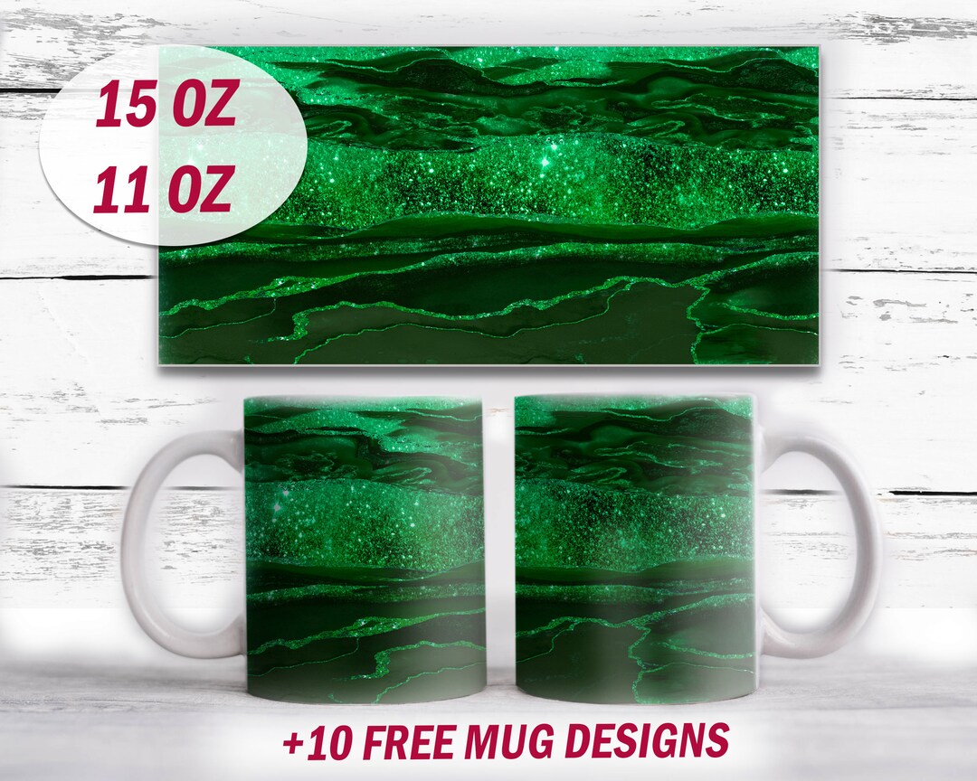 Green Mug Sublimation Designs Downloads Glitter Mug Template Neon ...