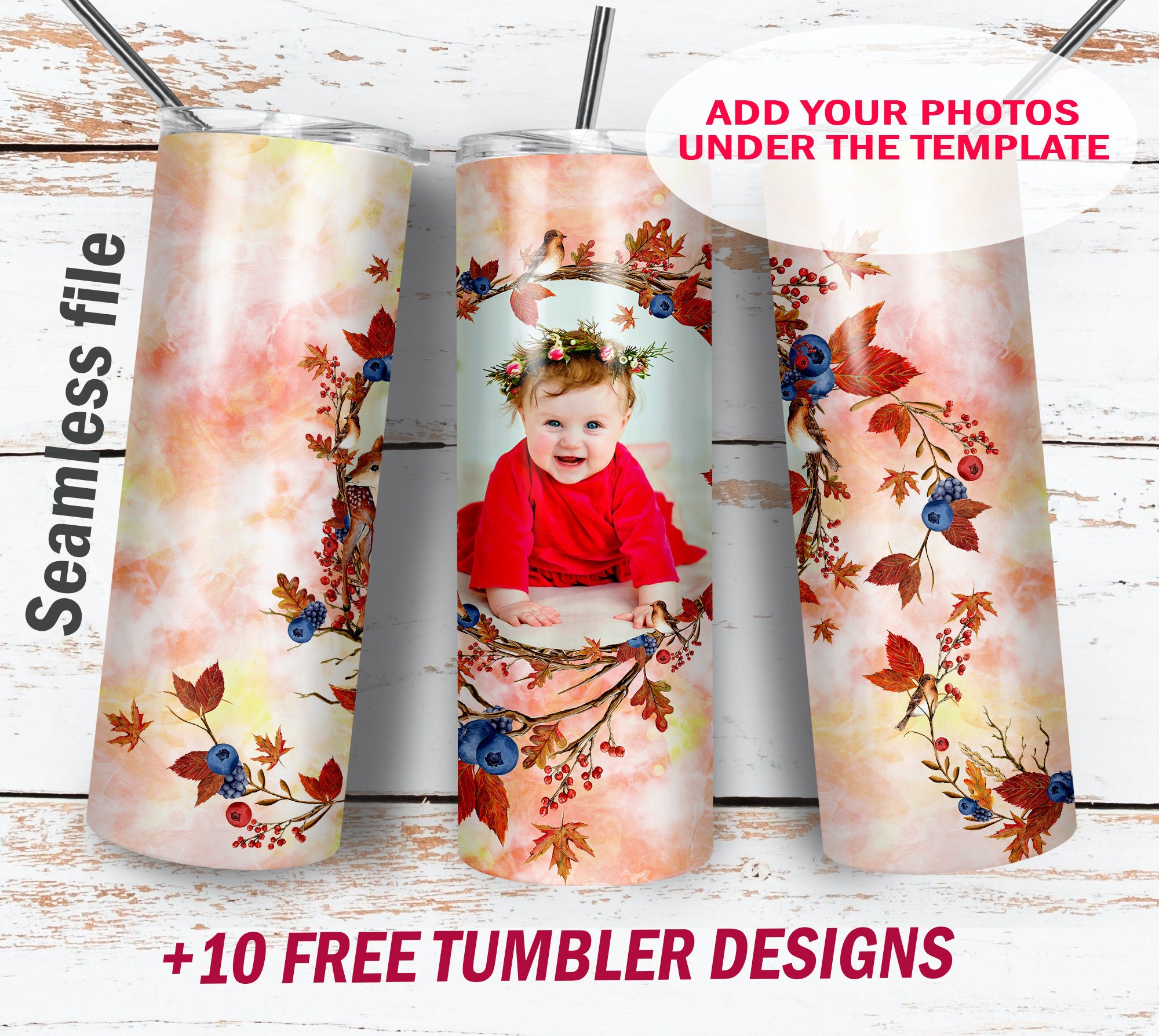Customisable Tumbler Wrap, Seamless Png, Sublimation Design, Black ...