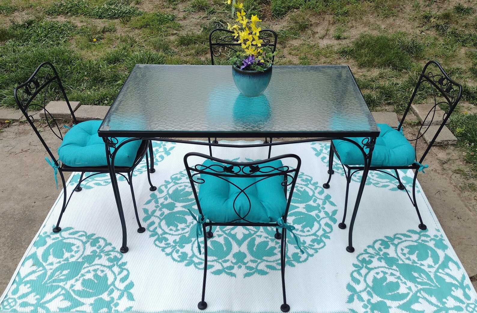 Refinished, Vintage Lyon Shaw Patio Dining Set, Mid Century Wrought ... Refinished, Vintage Lyon Shaw Patio Dining Set, Mid Century Wrought ...