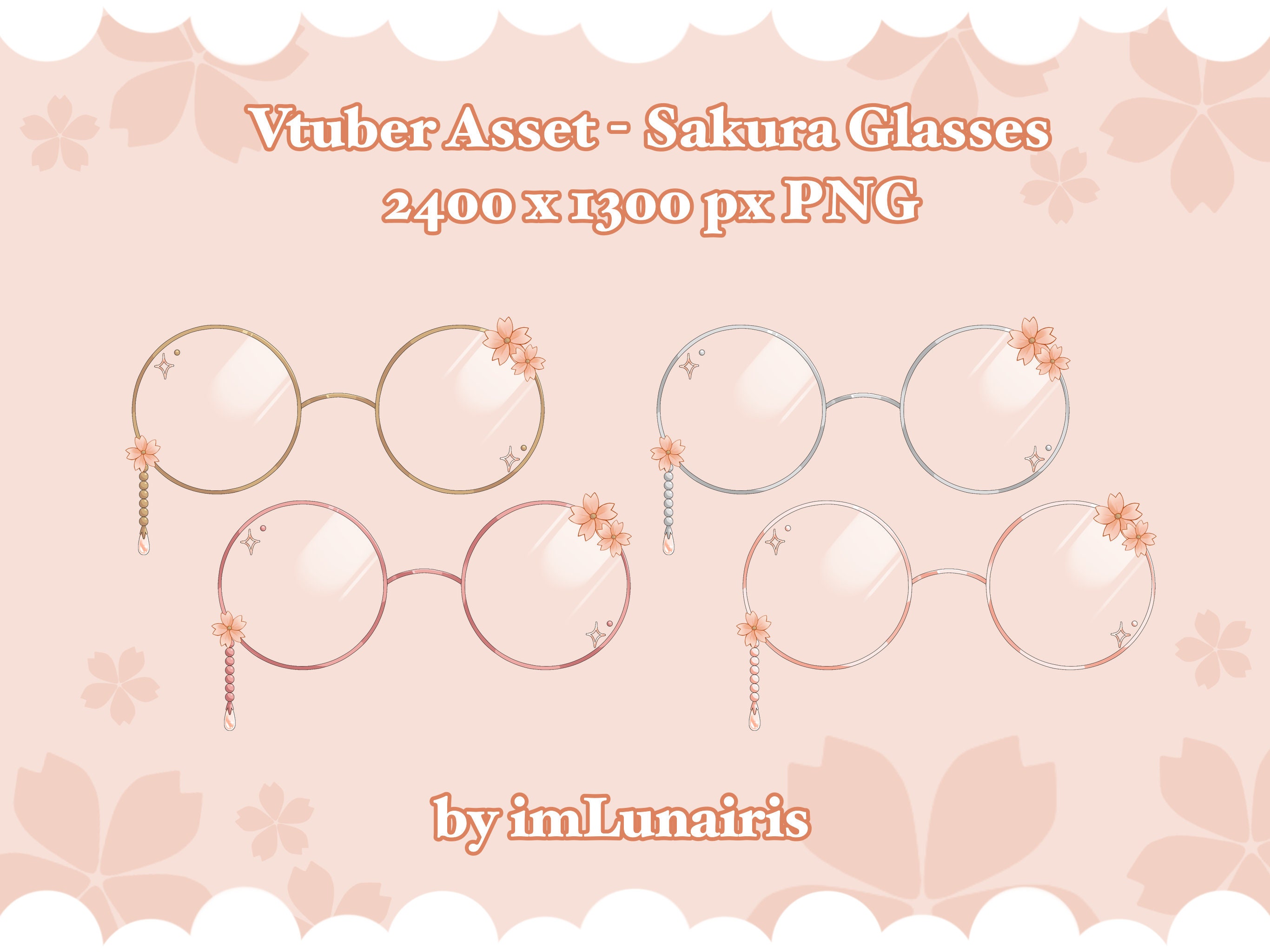 Vtuber Asset Orange Sakura Glasses PNG Kawaii/cute/pretty - Etsy