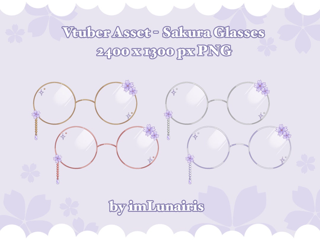 Vtuber Asset ⋄ Purple Sakura Glasses ⋄ PNG ⋄ Kawaii/cute/pretty - Etsy