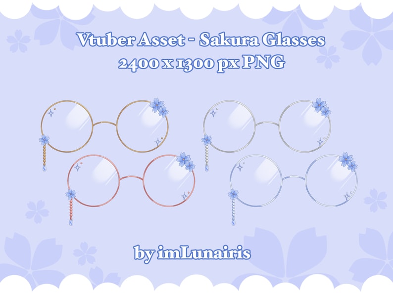 Vtuber Asset ⋄ Dark Blue Sakura Glasses ⋄ PNG ⋄ Kawaii/cute/pretty - Etsy