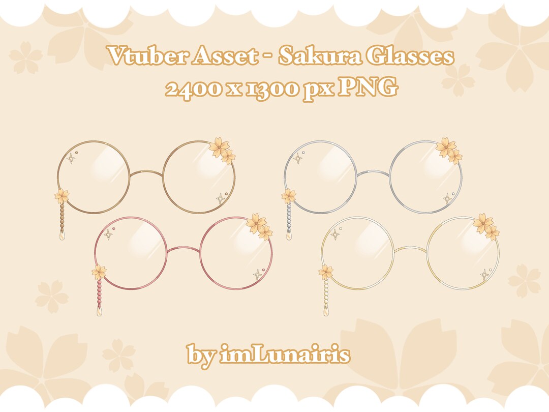 Vtuber Asset ⋄ Yellow Sakura Glasses ⋄ PNG ⋄ Kawaii/cute/pretty - Etsy