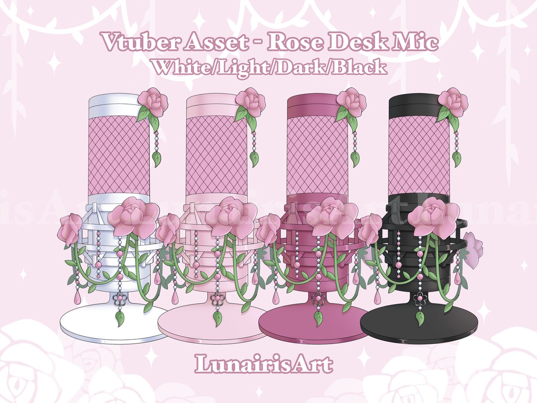 Vtuber Asset ⋄ Pink Rose Microphone ⋄ Voice Reactive ⋄ Live2d Item ⋄ ...