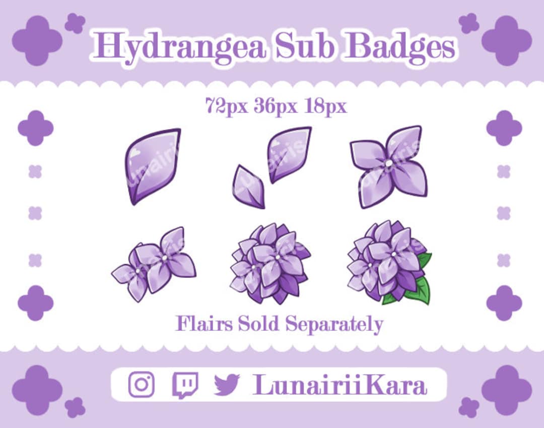 Purple Hydrangea ⋄ Flower ⋄ Pretty ⋄ Cute ⋄ Kawaii ⋄ Twitch Sub Badges ...