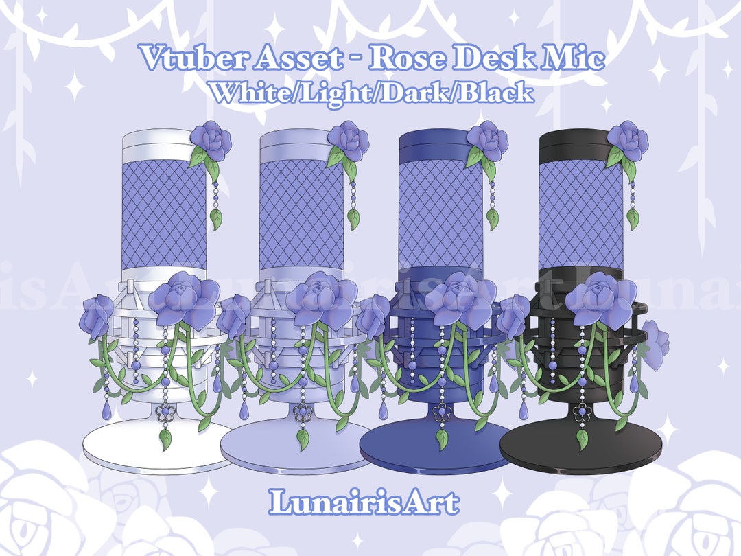 Vtuber Asset ⋄ Dark Blue Rose Microphone ⋄ Voice Reactive ⋄ Live2d Item ...