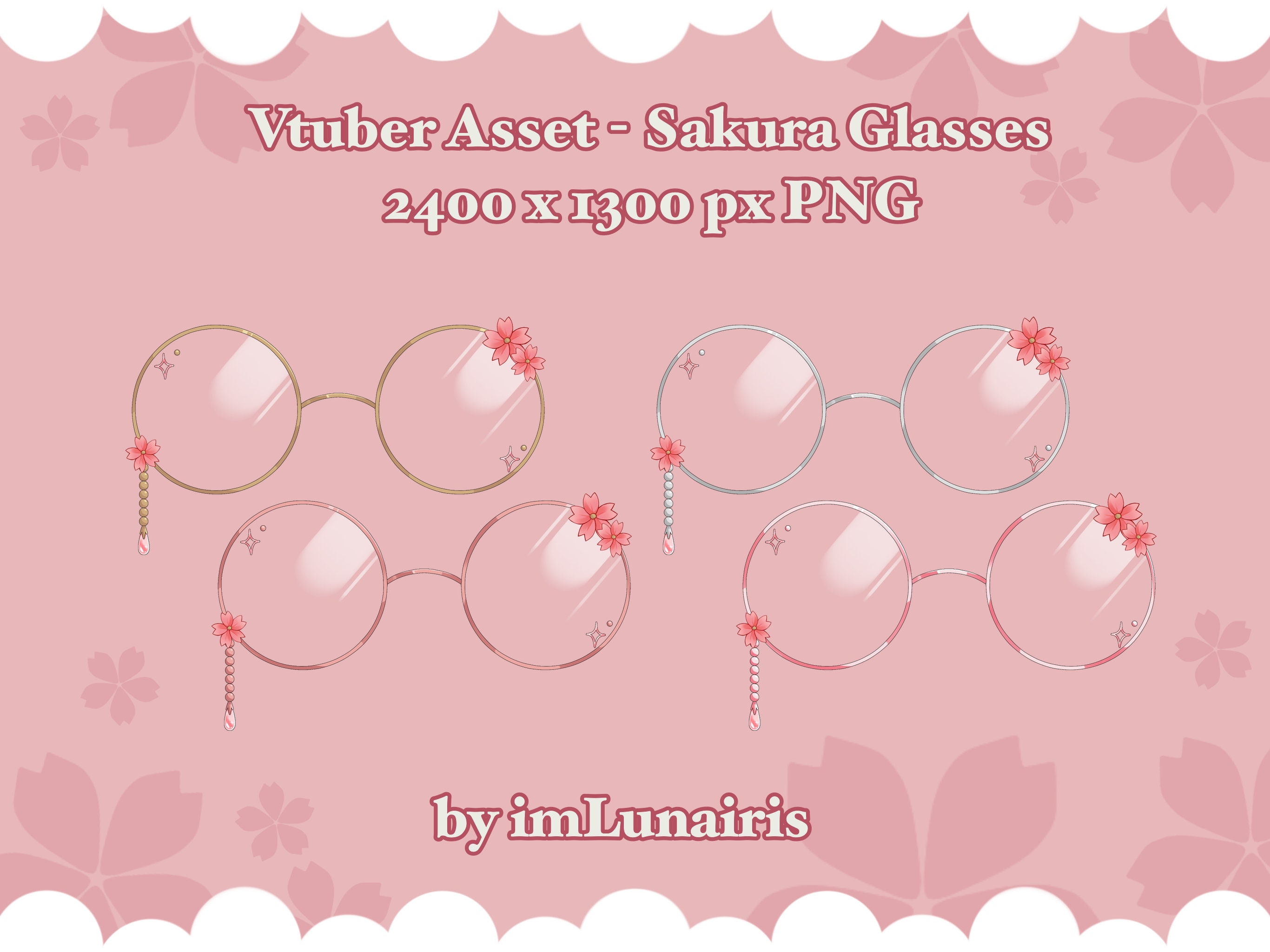 Vtuber Asset ⋄ Red Sakura Glasses ⋄ PNG ⋄ Kawaii/cute/pretty - Etsy