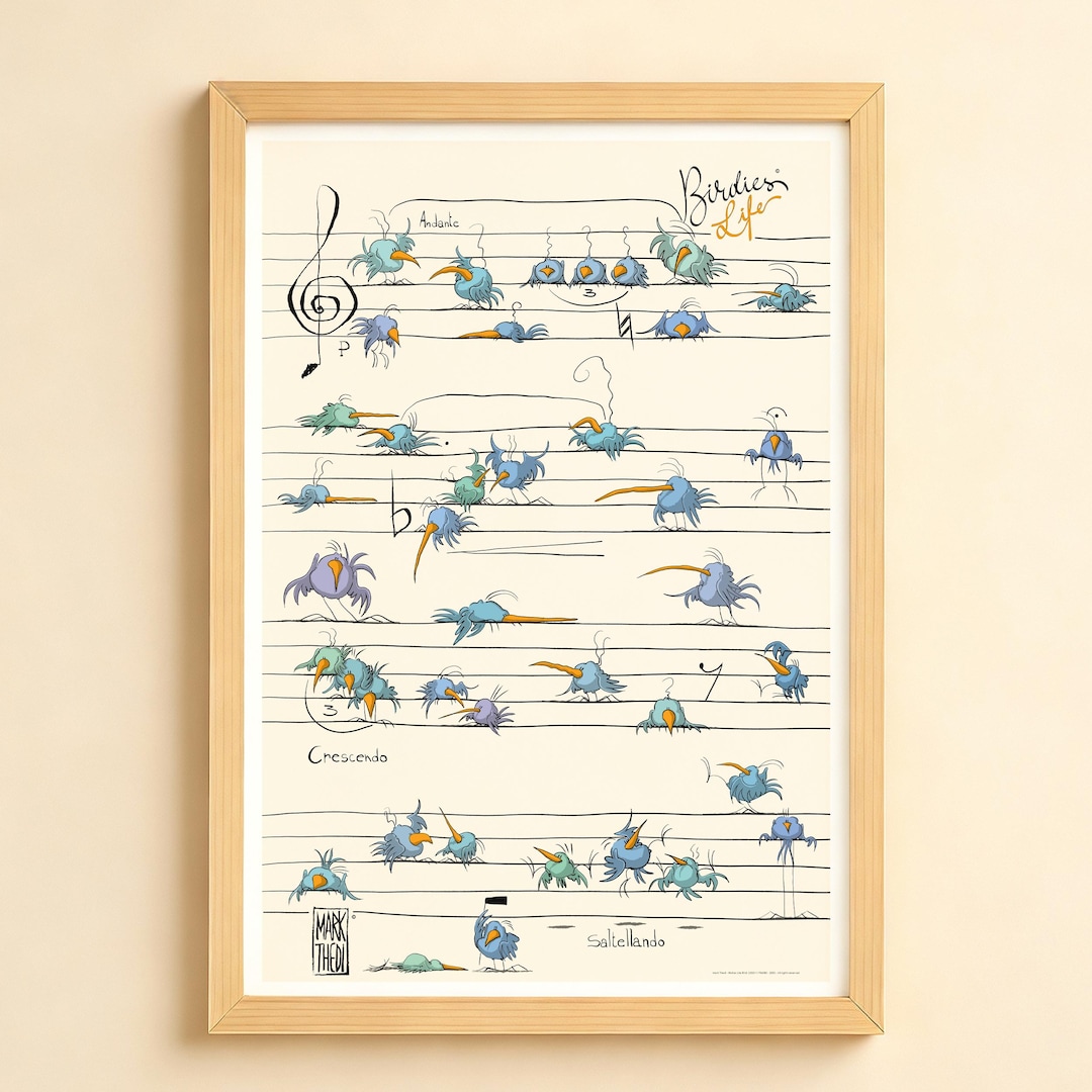 Bird Musical Score Art Print | Pentagram With Birds – Watercolor Fine ...
