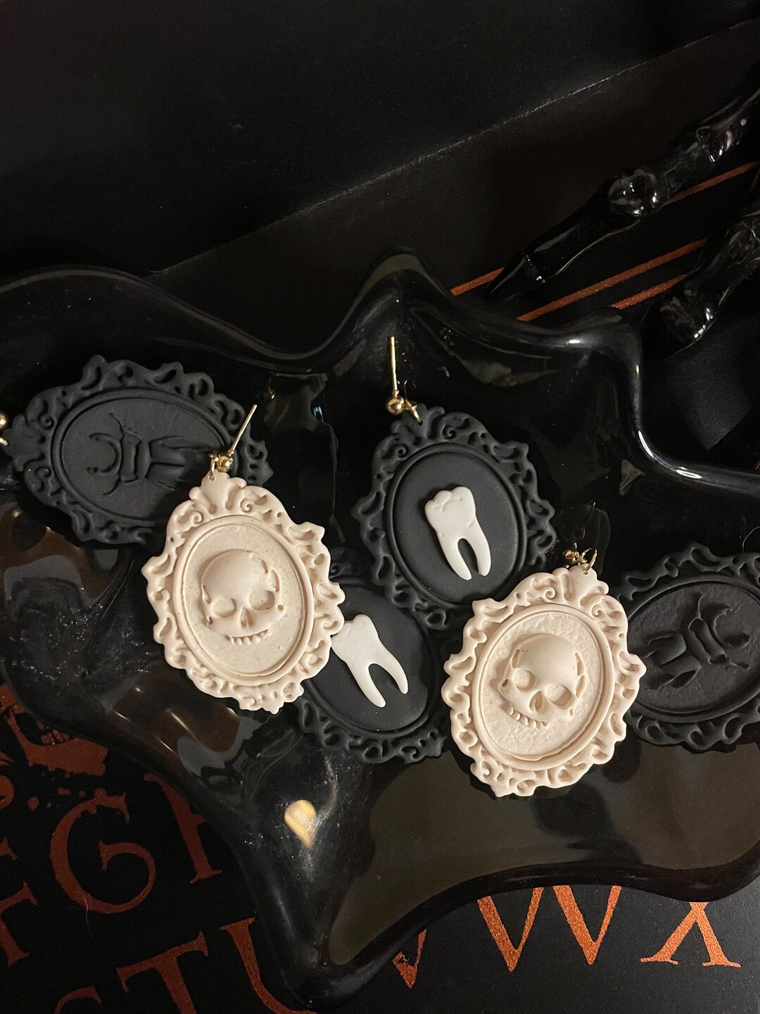 Spooky Specimens - Cameo - Halloween Earrings - Skull - Teeth - Beetle ...