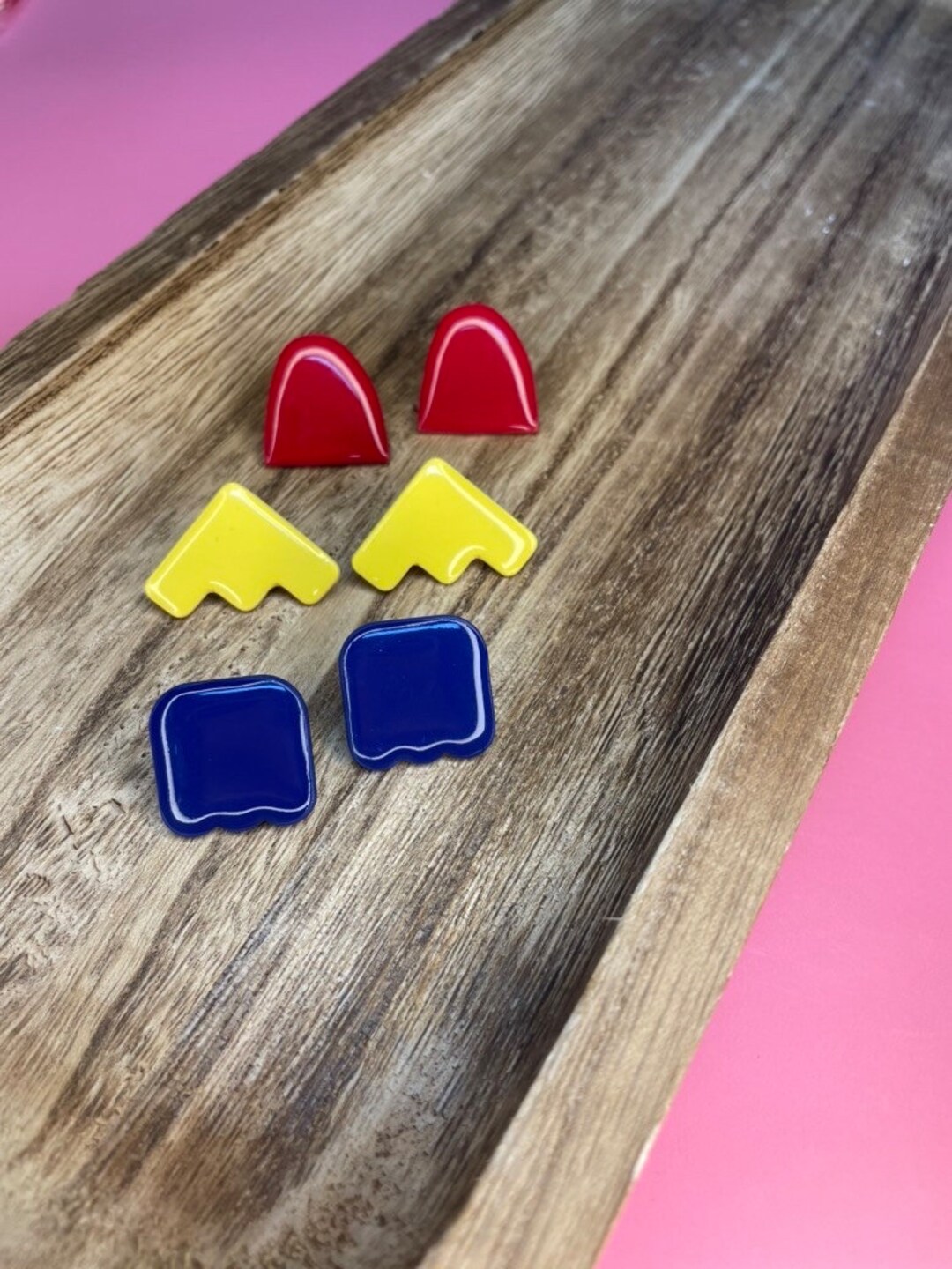 Art Class Stud Set - Primary Color - Abstract Stud Earrings - Colorful ...