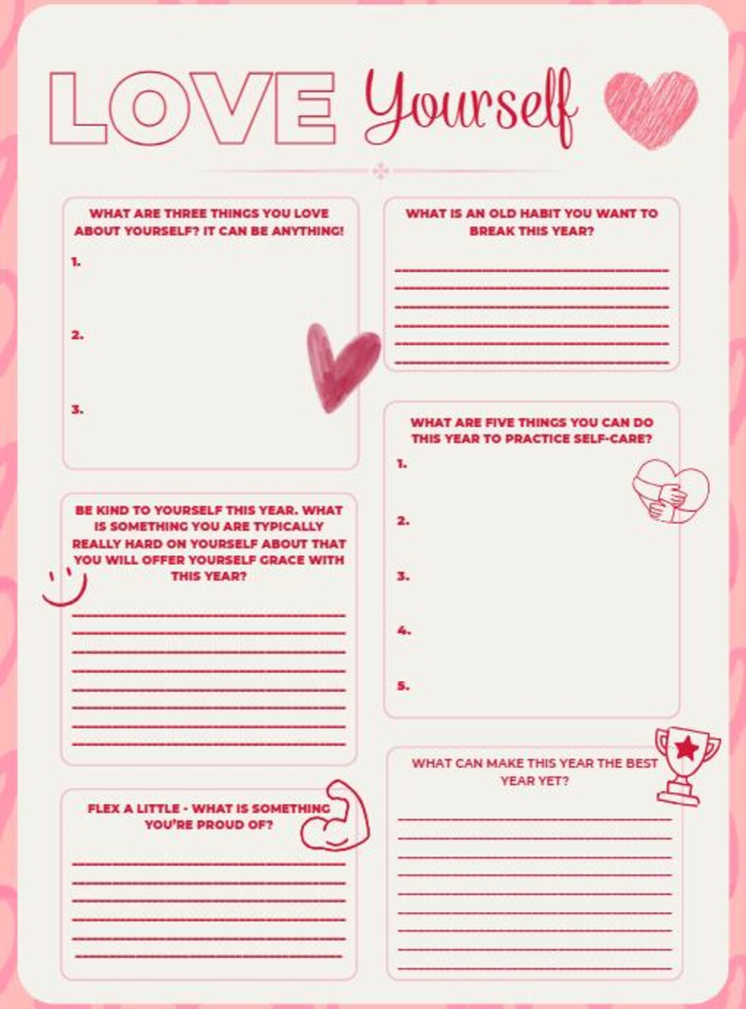 Love Yourself - Valentine's Day Worksheet - Etsy