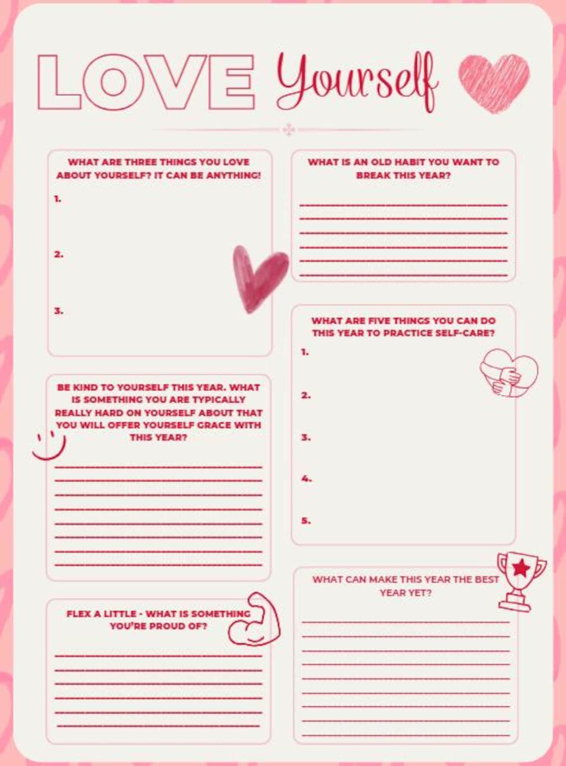 Love Yourself - Valentine's Day Worksheet - Etsy