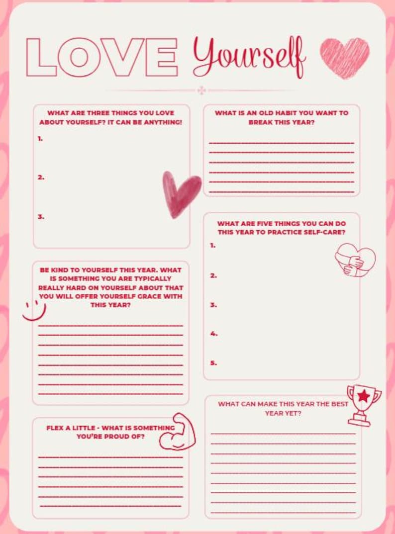 Love Yourself - Valentine's Day Worksheet - Etsy