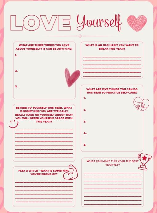 Love Yourself - Valentine's Day Worksheet - Etsy
