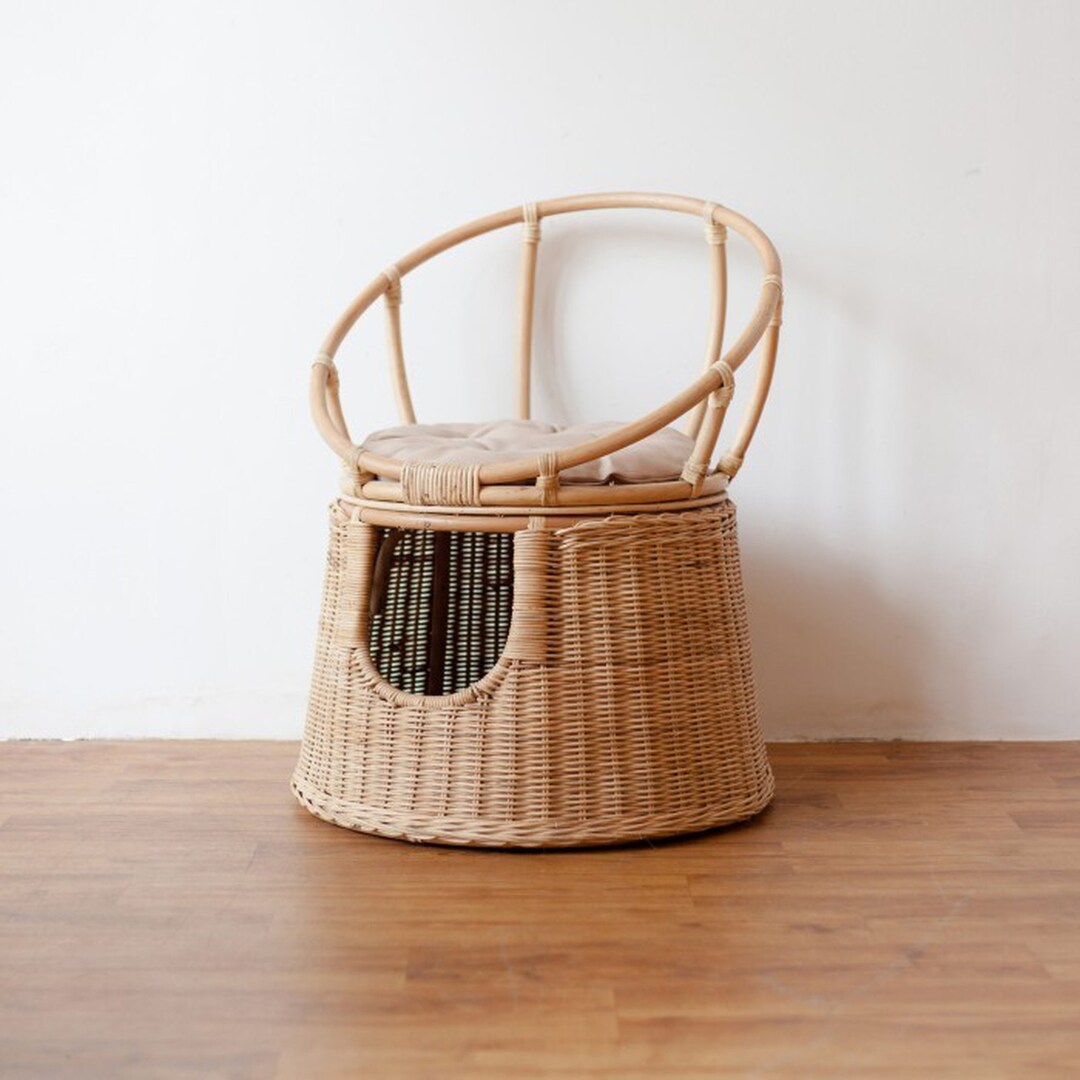 Throne Cat House Rattan Cat Rattan Home Boho Style Decor - Etsy