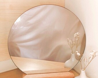 Round Wooden Table Mirror - Etsy