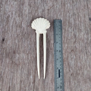 Seashell Hair Stick Hand Carved Wooden Scallop Shell Hair Fork Handmade ...