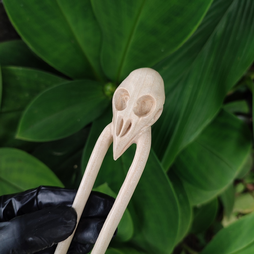 Handmade Gothic Hair Pin Gothic Hair Stick Hair Fork Hand Carved Raven ...