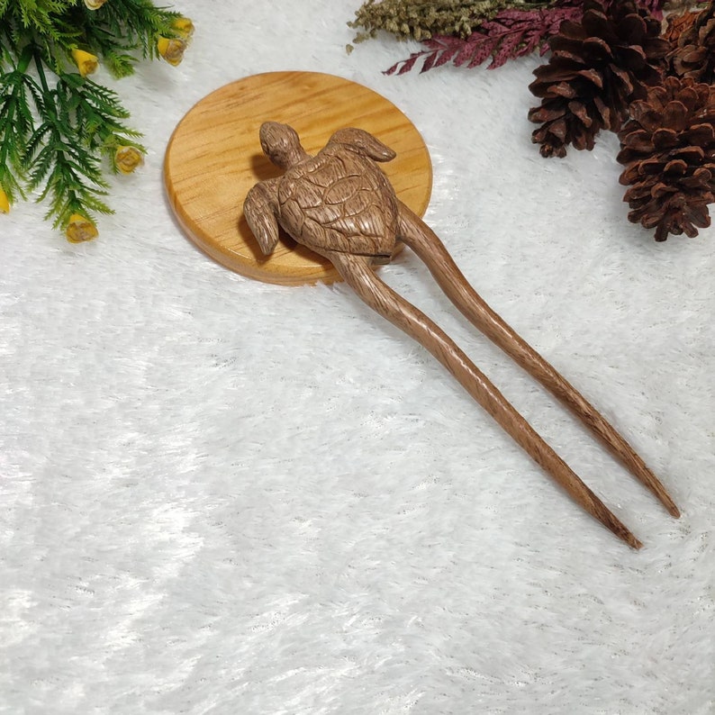 Turtle Hair Fork Hair Pin Hair Stick Hand Carve Wood Turtle Hair Stick ...