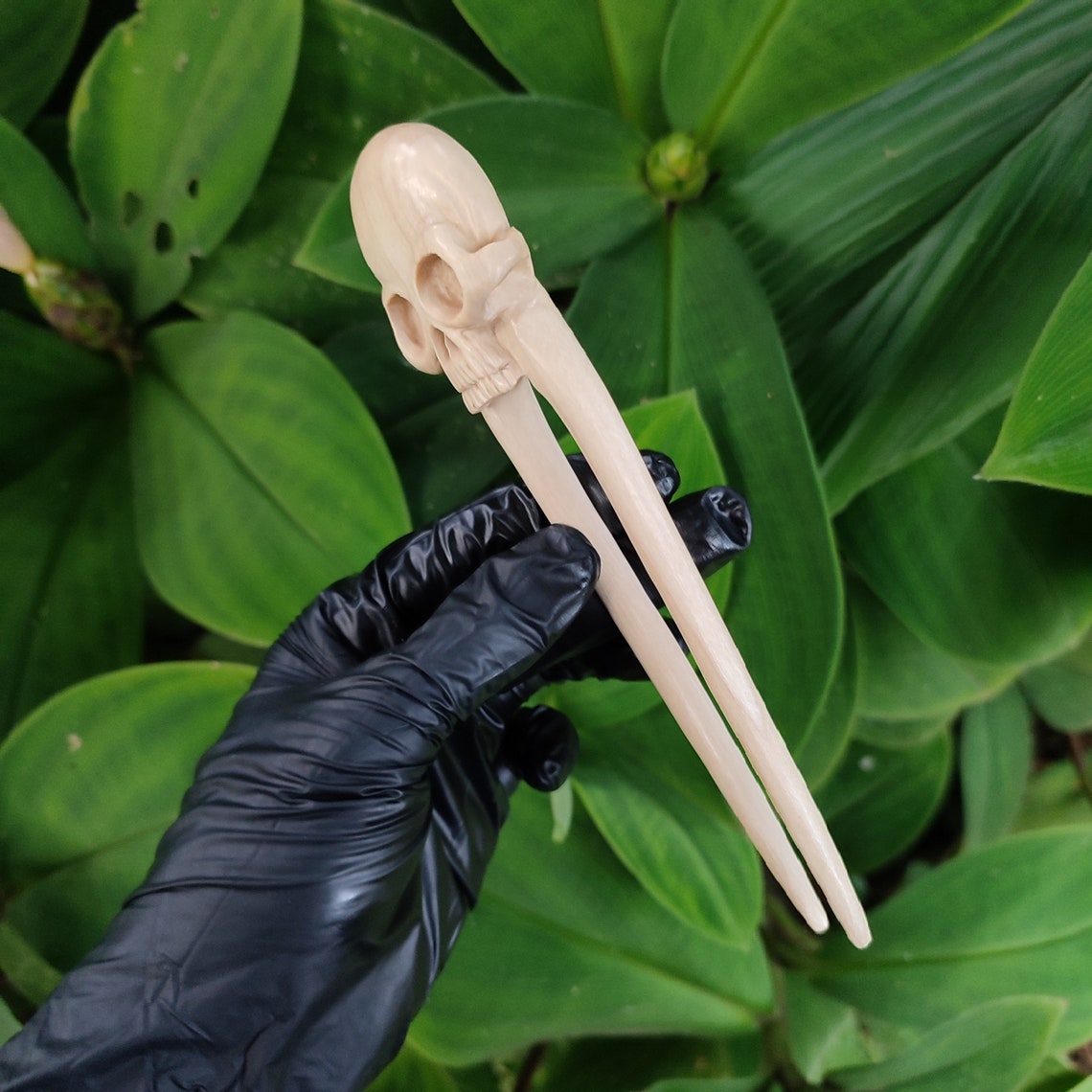 Hand Carved Human Skull Hair Fork Wood Hair Stick Hair Pin - Etsy
