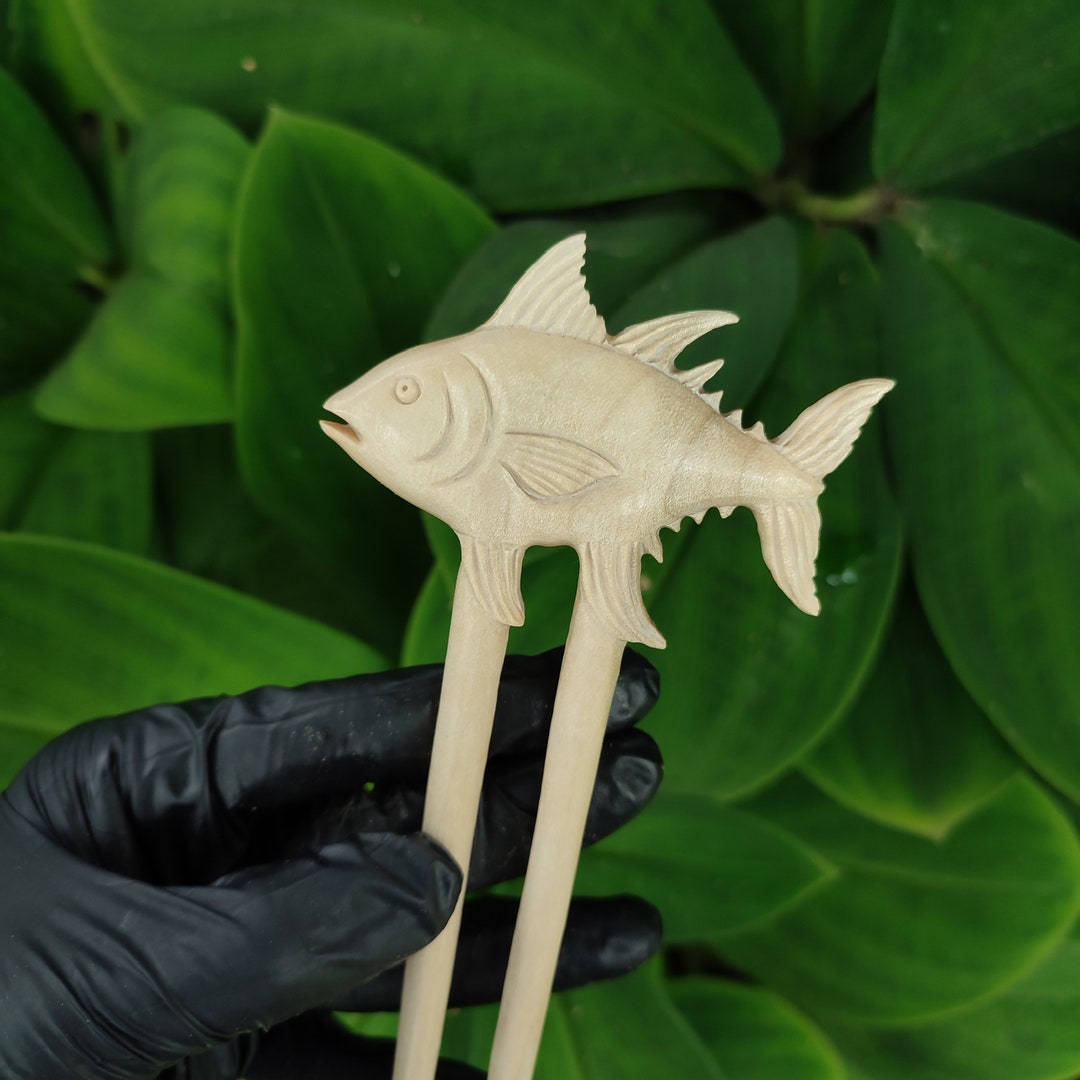 Handmade Crocodile Wood Tuna Fish Hair Fork: Bali Hair Accessory | Bun ...