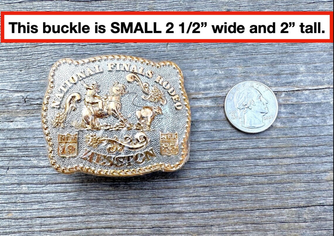 Hesston 1985 NFR "calf Roping" Gold & Silver *SMALL * Belt Buckle ...
