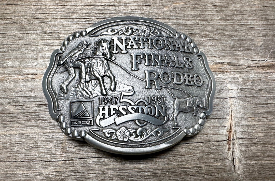 Limited Edition 1997 Hesston NFR Calf Roping Commemorative Silver Belt ...