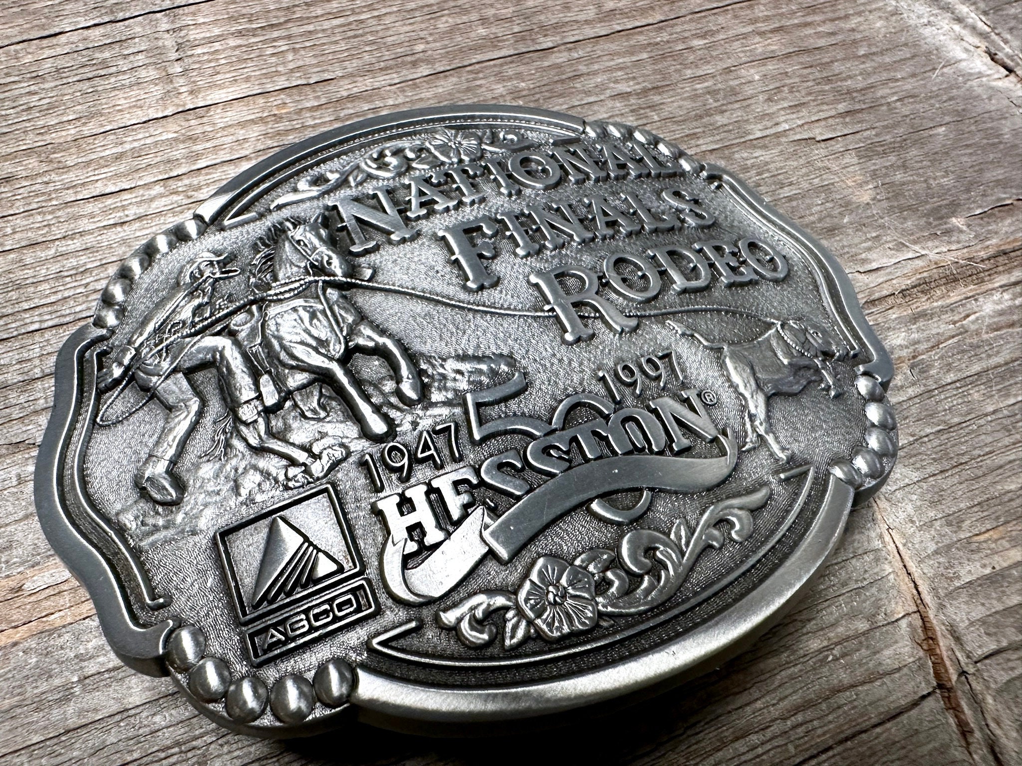 Limited Edition 1997 Hesston NFR Calf Roping Commemorative Silver Belt ...