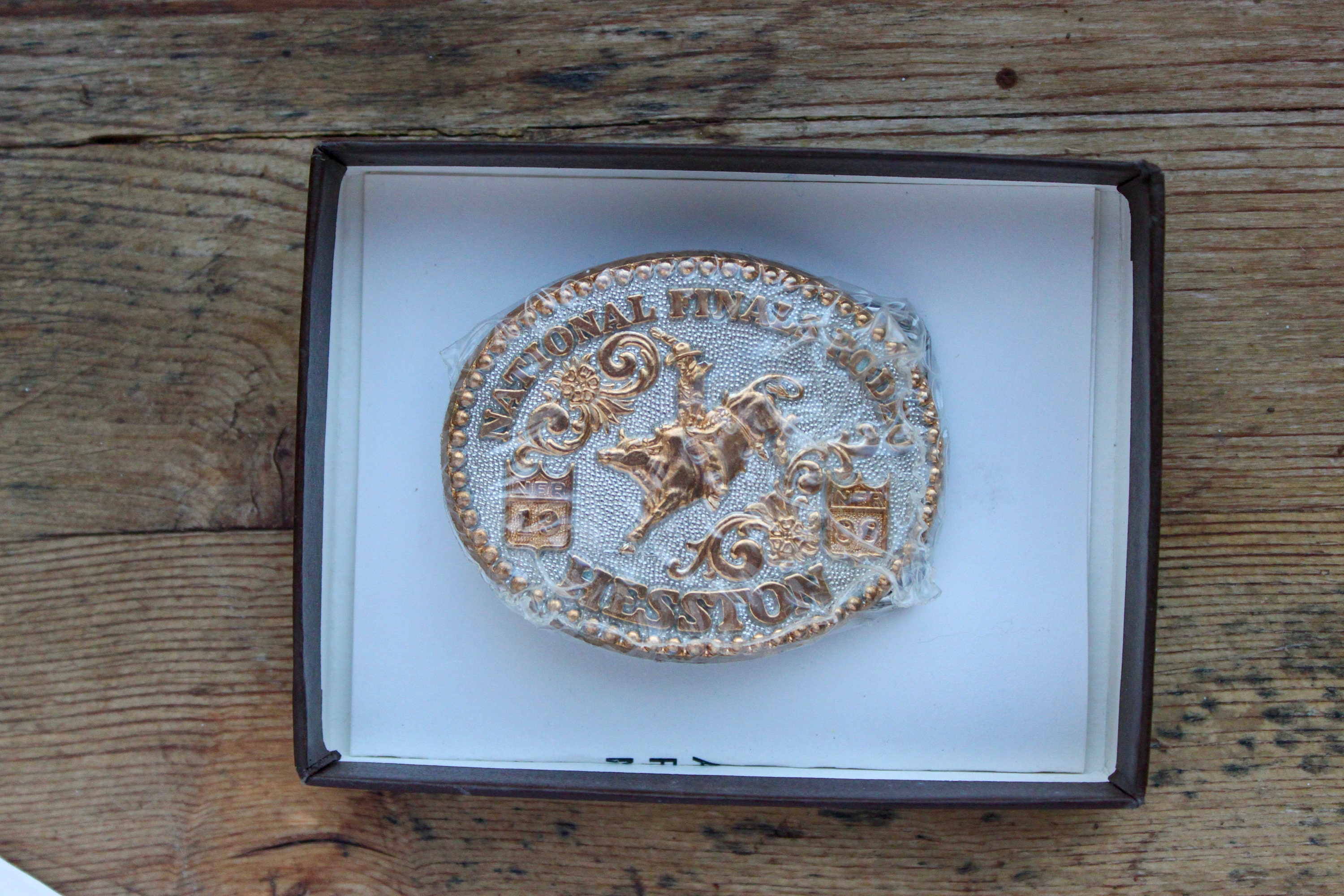 Hesston 1988 *smalll* NFR Gold/silver Plated Bull Rider Belt Buckle ...