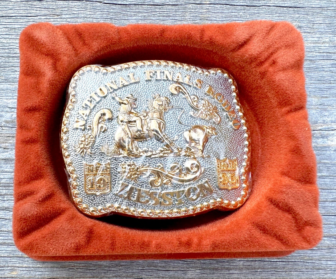 Hesston 1985 NFR "calf Roping" Gold & Silver *SMALL * Belt Buckle ...