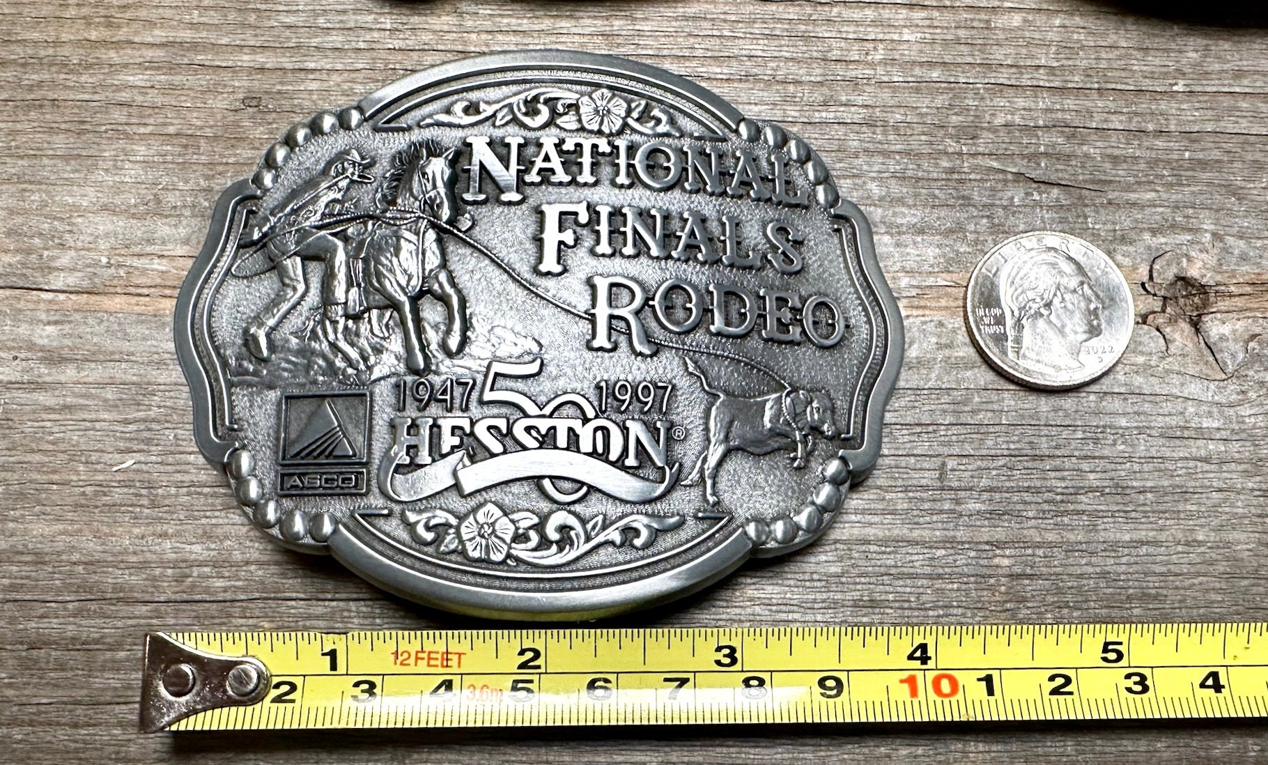 Limited Edition 1997 Hesston NFR Calf Roping Commemorative Silver Belt ...