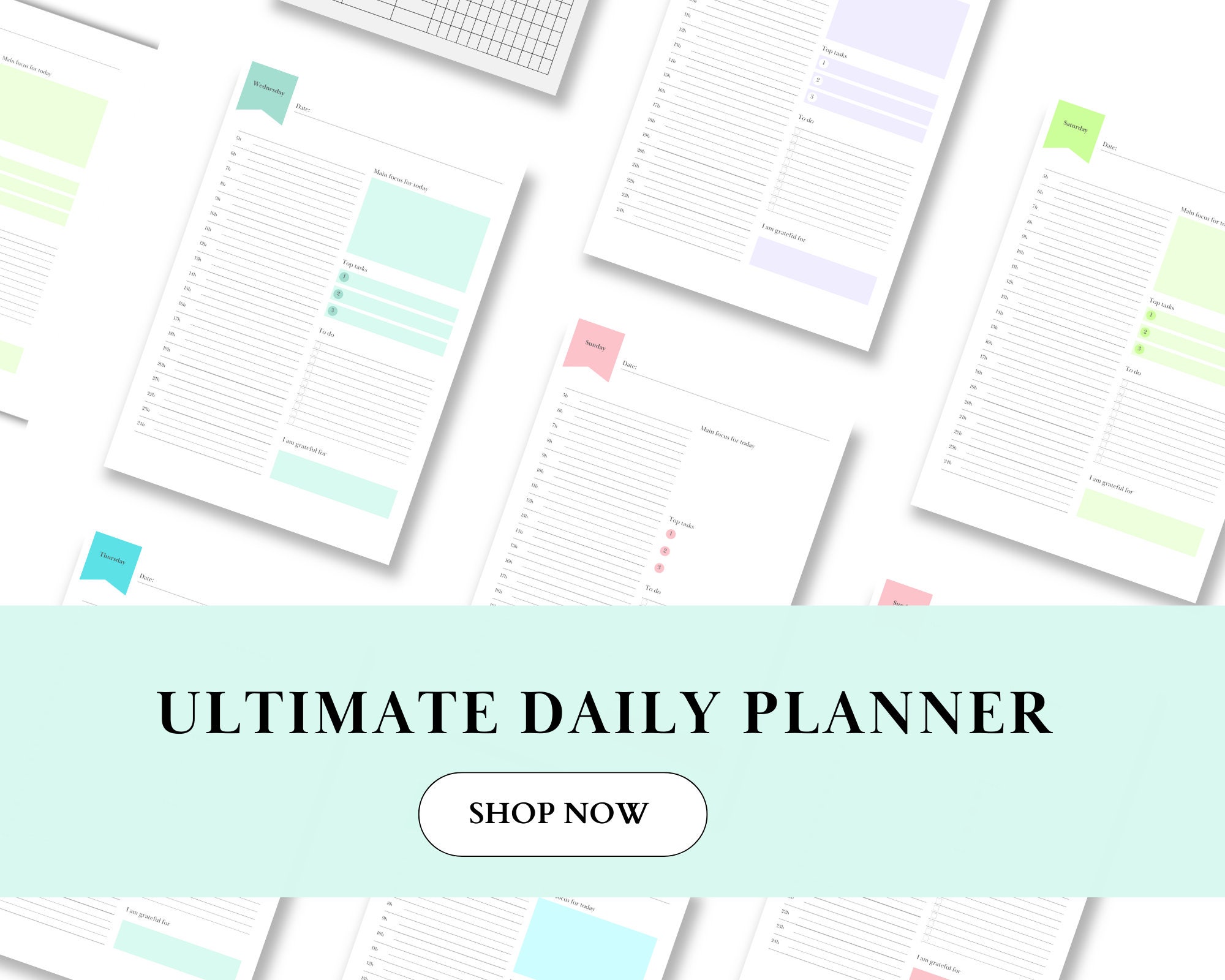 7 Days Daily Planner, 7 Days Printable Planner, Minimalist Planner ...