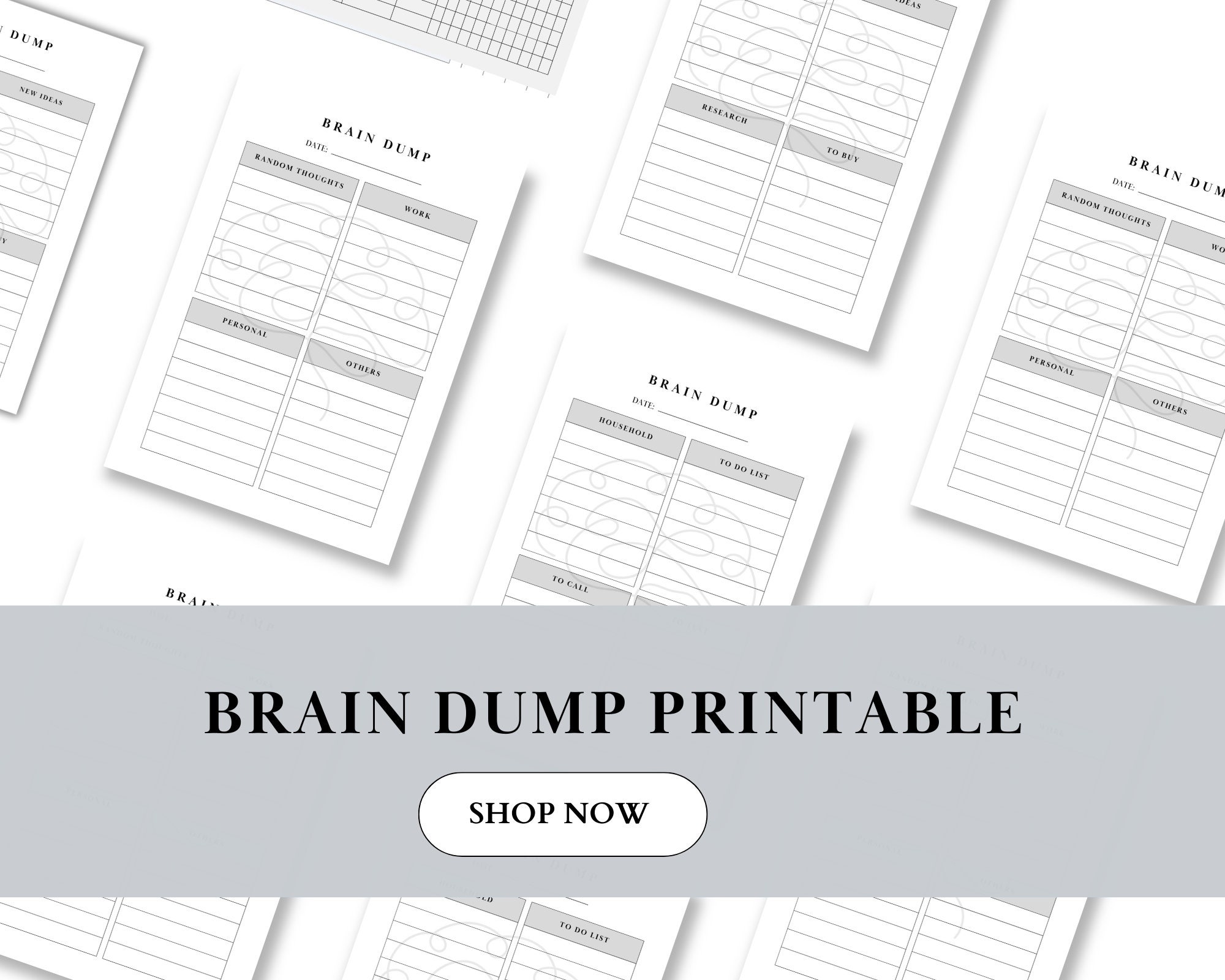 Brain Dump Printable, Brain Dump, Thought Organizer, ADHD Brain Dump ...