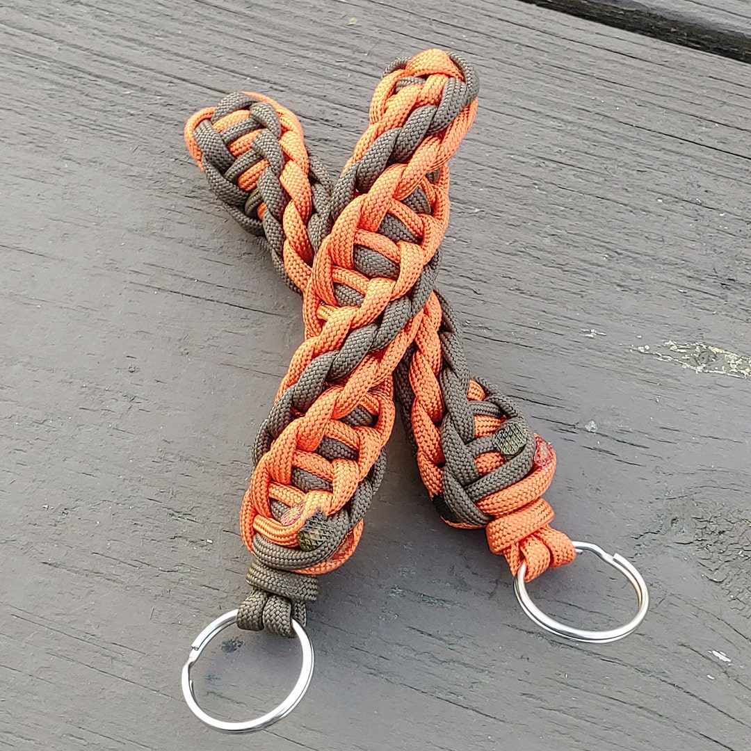 Paracord Keychain - Burnt Orange and Brown DNA Keychain - Etsy