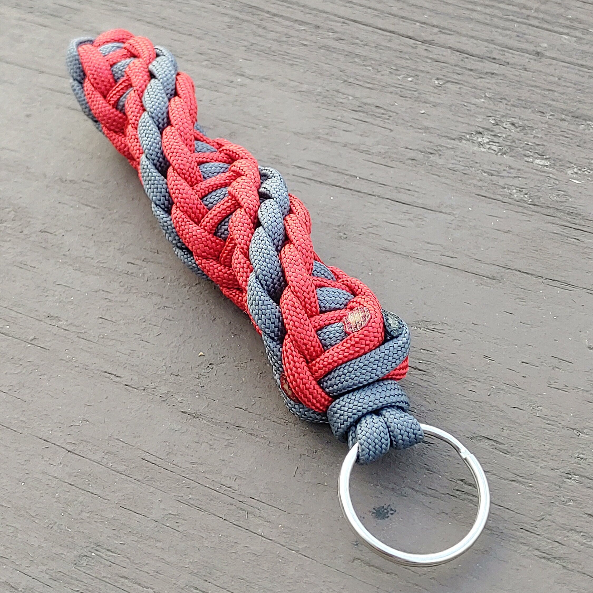 Paracord Keychain - Red and Gray DNA Keychain - Etsy