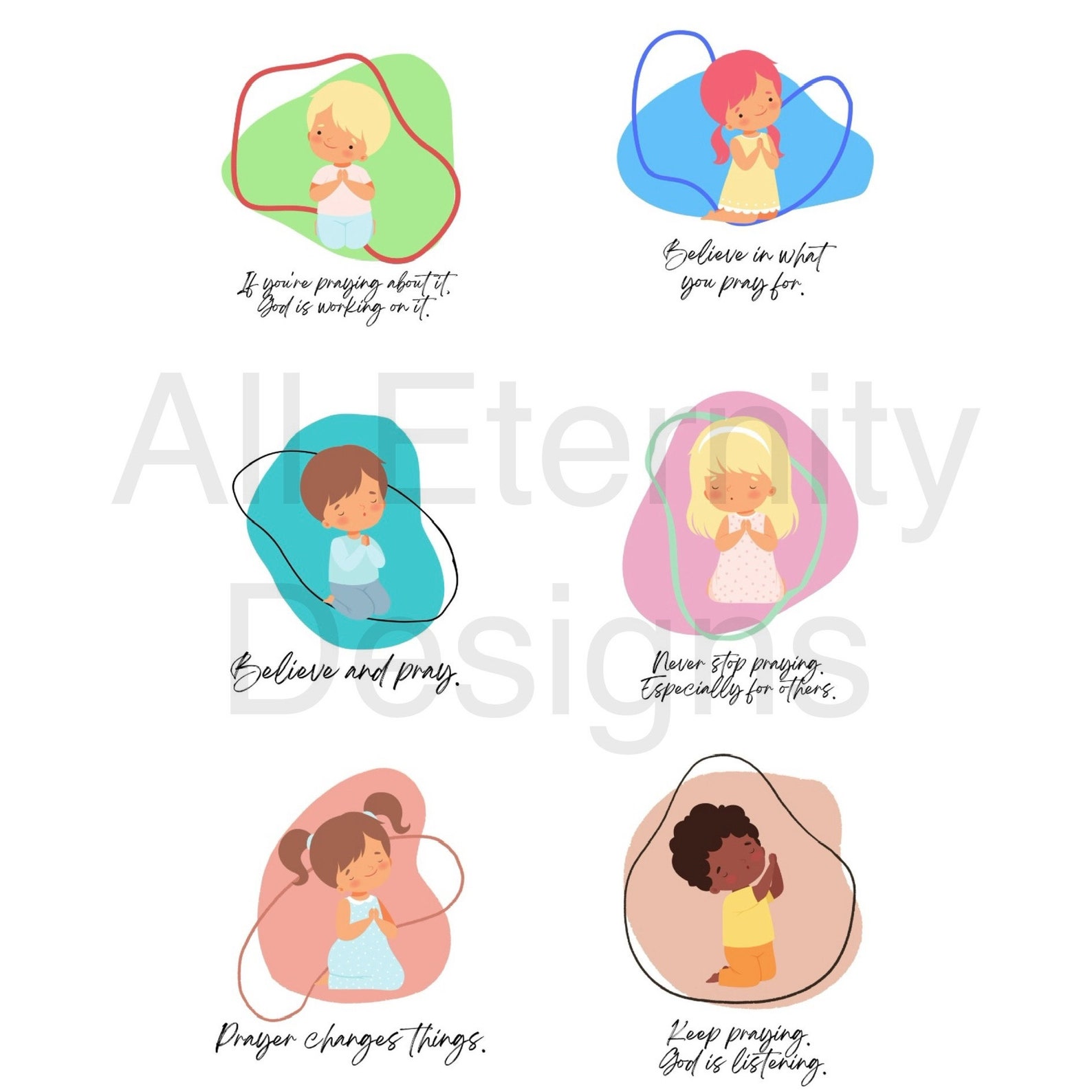 Praying Children SVG, JPG, PNG, Pdf, Praying Children Digital Images ...