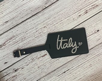 Italy Flag Luggage Tag Premium Leather Strap Stylish Acrylic Tag ...