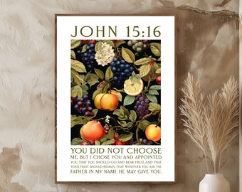 Vintage Fruit JOHN 15 Christian Poster, Printable Wall Art, Digital ...