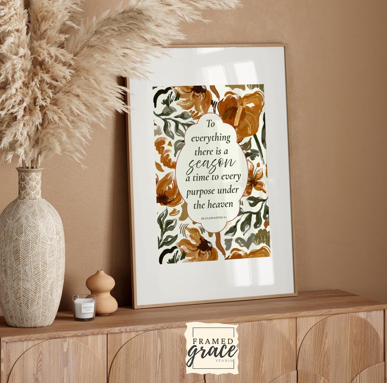 Ecclesiastes 3:1 Digital Wall Art Print, A Time for Everything, Vintage ...