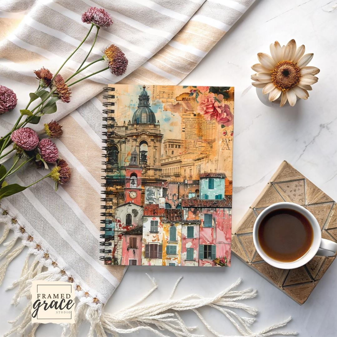 Vintage Rome Collage Spiral Notebook , Perfect Gift for Journal Lovers ...