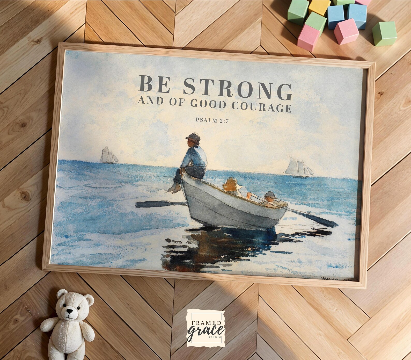 Watercolor Boy in Boat Wall Art,psalm 2:7, Kids Scripture Art, Bible ...