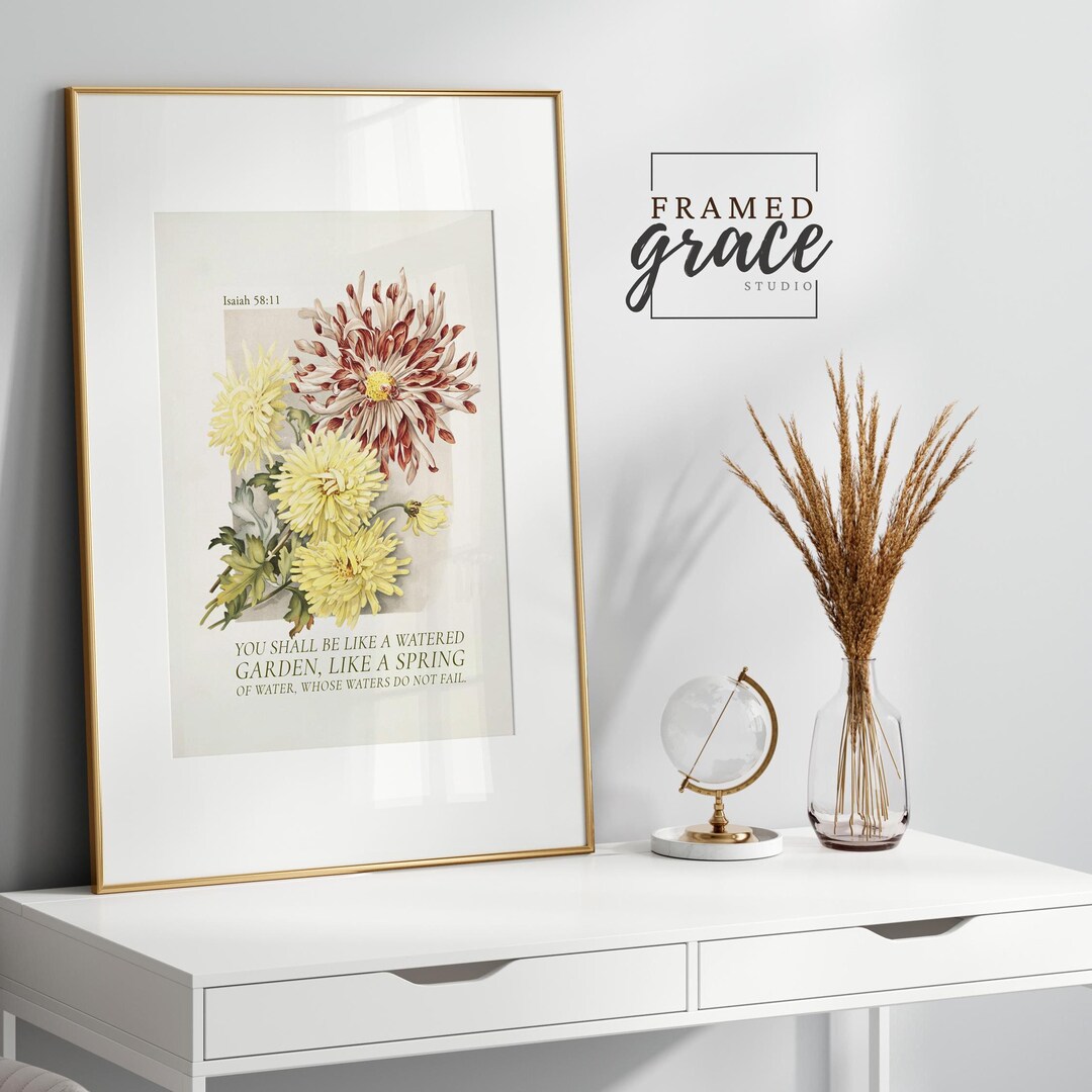 Christian Wall Art, Daisies Garden, Isaiah 58:11 Vintage Scripture ...