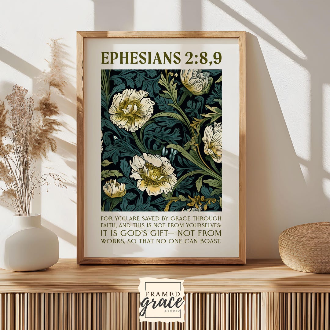 Ephesians 2:8-9 Christian Poster, Printable Wall Art, Digital Download ...