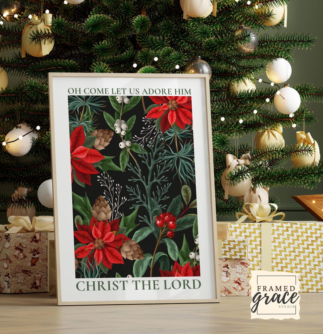 Christmas Poinsettia Printable, Christ the Lord Scripture Christmas ...