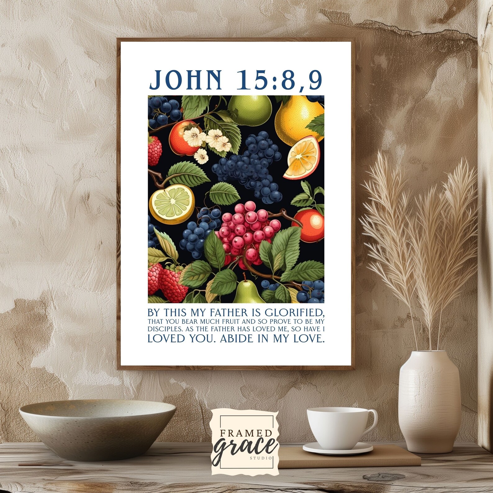 Vintage Fruit JOHN 15 Christian Poster, Printable Wall Art, Digital ...